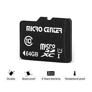 Micro Center 64GB Class 10 MicroSDXC Flash Memory Card with Adapter for Mobile Device Storage Phone, Tablet, Drone & Full HD Video Recording - 80MB/s UHS-I, C10, U1 (5 Pack)