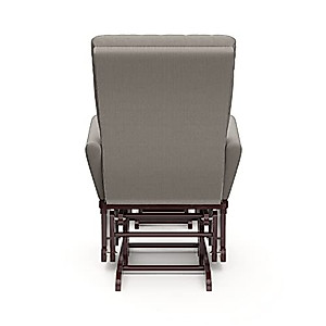 Storkcraft Harmony Premium Glider and Ottoman (Espresso Base, Sandstone Cushion) – Upholstered Glider, Padded Cushions with Storage Pocket, Smooth Rocking Motion, Easy to Assemble, Solid Hardwood Base