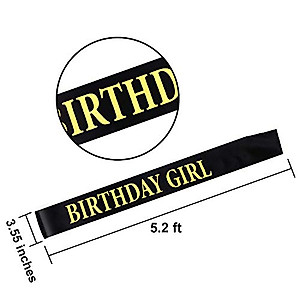 Zonon Birthday Headbands Birthday Girl Satin Sash and Tiara Birthday Crown for Girls Women Birthday Party Supplies