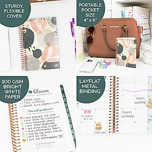 bloom daily planners 2023 Pocket Planner - 4” x 6” - (January 2023 - December 2023) - MINI Weekly/Monthly Agenda Organizer & Calendar Book - Green Modern Abstract