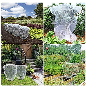 4 Pack Garden Mesh Netting for Plants, Insect Bird Netting Pest Barrier Bag with Drawstring, 2 Size Tomato Protective Cover Fruits Tree Blueberry Bush Netting Cover Bag Protection for Vegetables
