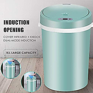 CZDYUF 16L Automatic Intelligent Sensor Smart Trash Can Intelligent Waste Bin Sensor Dustbin Plastic Household Dry and Wet Trash Bin ( Color : E )