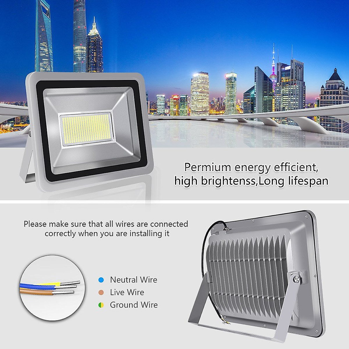 200W LED Flood Light, 20000LM 6000k(Cold White) Floodlight, IP65 Waterproof Super Bright Work Lights, CE and ROHS Certified Outdoor Security Lighting for Garage, Garden, Playground 110V (200)