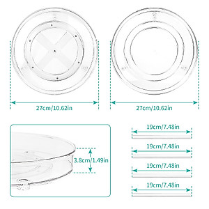 Ech.Apr Lazy Susan Turntable 360° Rotating Cabinet Organizer Clear Spice Rack Organizer for Cabinet, Pantry, Kitchen (2 tier-11 inch)