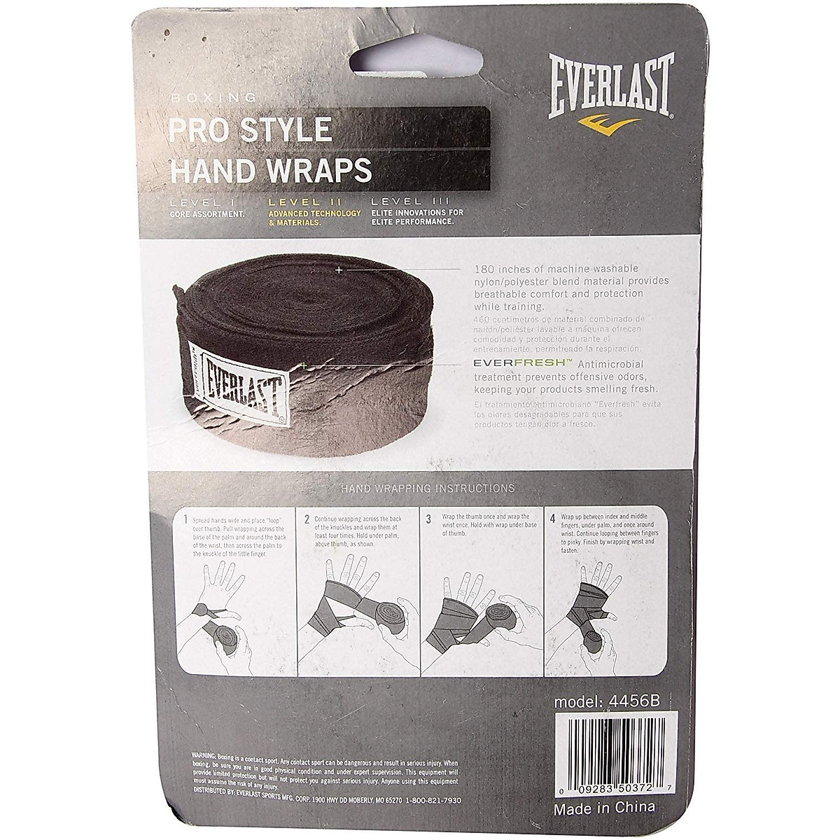 Everlast Worldwide 108-Inch Hand Wrap (Black)
