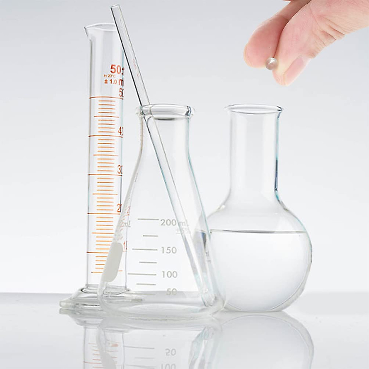 1 Pack Experimental Glass Beads Soda Lime Glass Beads Soda Glass Beads High Precision Glass Bead Round Clear Glass Ball Round Glass Beads High Precision Experimental Supply Mix Set