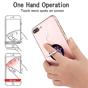 Cell Phone Finger Ring Holder Stand with Car Mount for Smartphone and Tablet，Kickstand 360 Rotation Grip Stand - Galaxy Purple Glitter Pink Butterfly