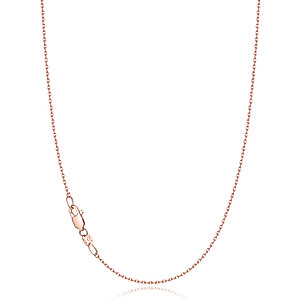 Jewlpire Solid 925 Sterling Silver Chain Necklace for Women, 1.1mm Cable Chain Rose Gold Chain Shiny & Sturdy Women's Chain Necklaces, 18 Inches