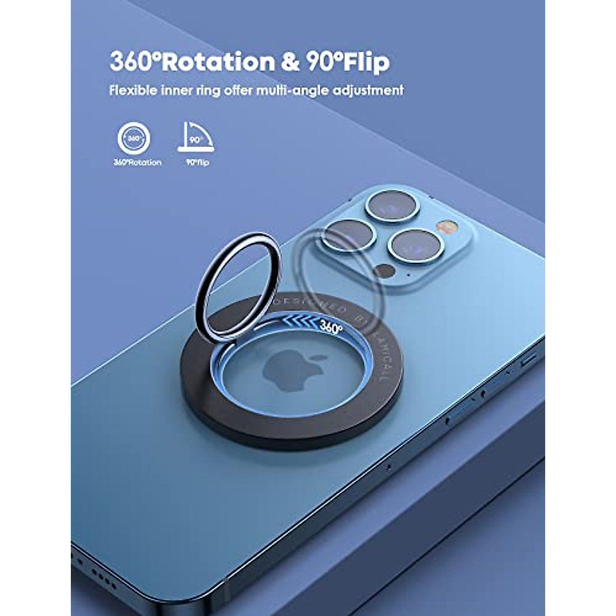 Lamicall Magnetic Phone Ring Holder for MagSafe, Magnet Finger Ring Grip Stand Holder,Compatible with iPhone 14 Plus 13 12, Pro, Pro Max, Mini, Mag safe Accessories, Misty Black