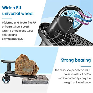 Rhinoon 2 in 1 Stroller Board with Seat, Comfortable Wheeled Board Stroller Pedal, Universal Adjustable Buggy Board, Fits Most Strollers On The Market, Under 55 Pounds, Blue