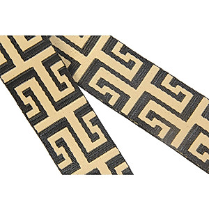 Duwi Wide Handbag&Purse Strap Broad Multicolor Striped Guitar Style Replacement Strap Adjustable Canvas Crossbody Bag Strap (black,gloden,pattern)