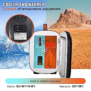VEVOR Mini Fridge 4 Liter/6 Can Small Refrigerator for Beverage Skincare & Cosmetic AC/DC Cooler & Warmer, Mute Portable Tiny Cooling for Bedroom Office Dorm Desk Car Travel, ETL Certified, Black