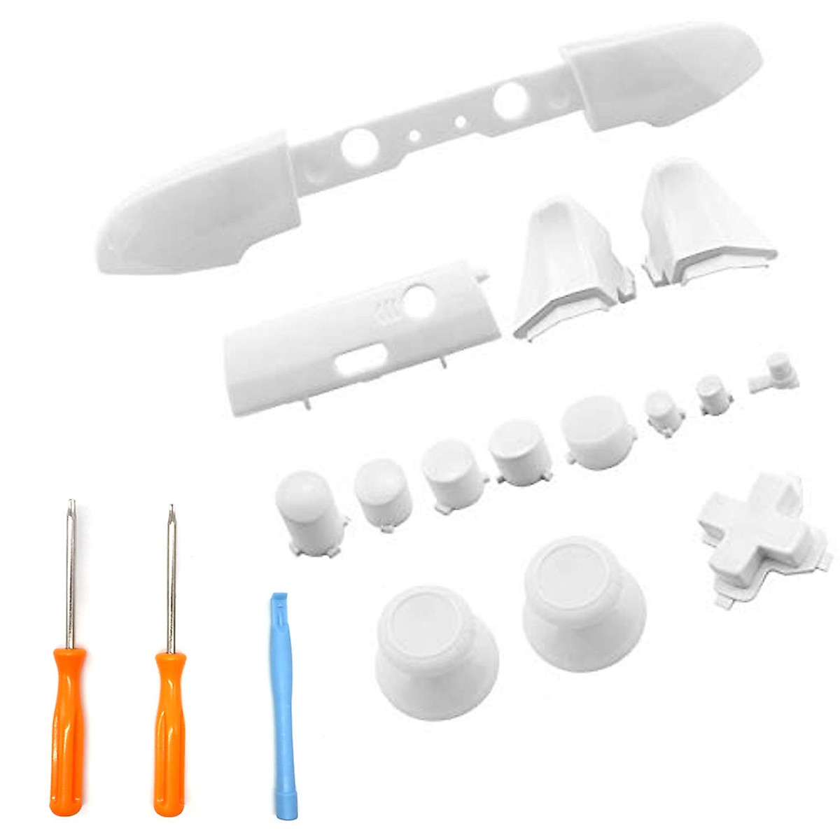DeHasion Replacement Bumper Triggers Full Button Dpad RT LT RB LB ABXY Guide Buttons /T6 T8 Screwdrivers Compatible with Xbox One Slim/Xbox One S Controller Gamepad Repair Parts (Clear)