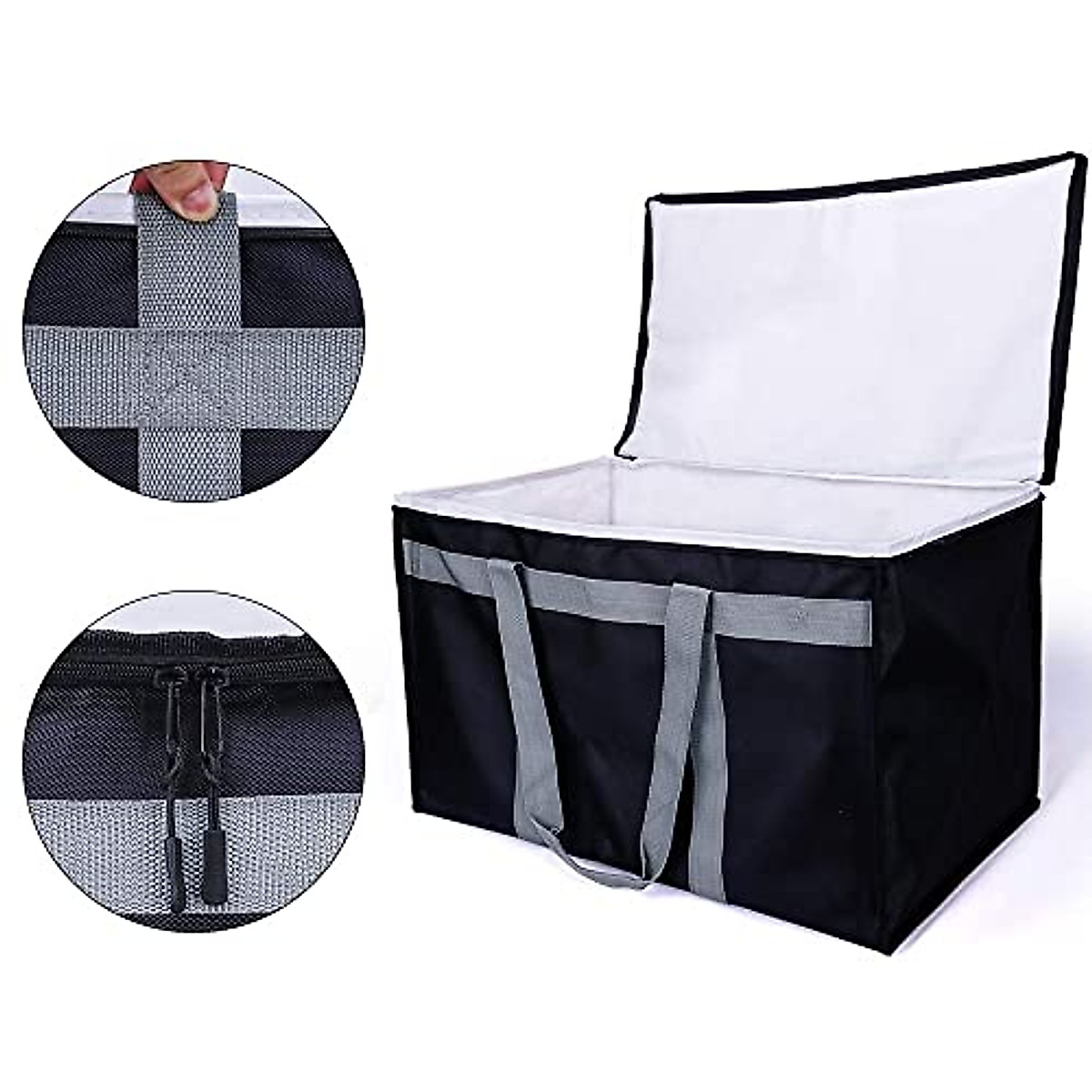 Bodaon Insulated Food Delivery Bag for Catering, XXX-Large, Hot Cold Meal Restaurant, Grocery Bags for Uber Eats, Instacart, Doordash, Grubhub, Postmates, Black