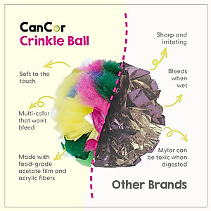 Cat Crinkle Balls 1.5 Inch (4-Pack) - Mini Crinkle Cat Toys for Indoor Cats - Multi-Color Crinkle Cat Toy - Cat Toys Crinkle Balls to Keep Fit and Active - Canadian-Made Crinkle Balls for Cats