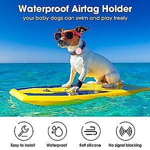 SimpleThings Waterproof Airtag Dog Collar Holder, Anti-Lost Protective Case Cover Compatible with Apple Airtag GPS Tracker, Silicone Air Tag Holder Designed for Cats Dogs Collars