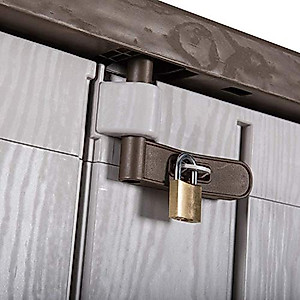 Toomax Stora Way All-Weather Outdoor XL Horizontal 5' x 3' Storage Shed Cabinet for Trash Can, Garden Tools, & Yard Equipment, Taupe Gray/Brown