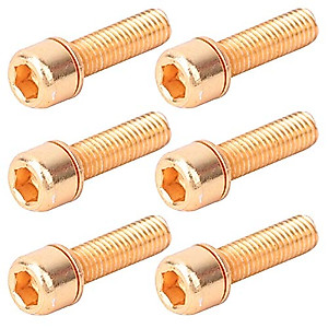 Bicycle Stem, 6 Pcs Bike Steering Handlebar Screw with Spacer for Road Bike for Fixing Gear(Gold one Card/6 pcs)