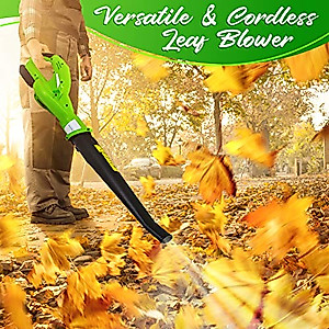 Lightweight Cordless Leaf Blower - 18V, 55 MPH Air Speed - Perfect for Decks, Gutter Cleaning, Snow & Small Yards - Rechargeable Battery & Charger Included, Average Charge Time 4 Hrs - Only 5 lbs.