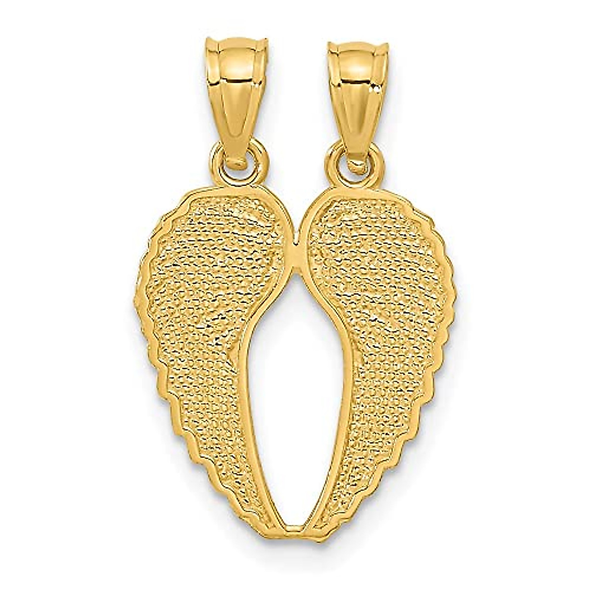 Extel Yellow Gold Break Apart Diamond-cut Wings Pendant Charm, Made in USA