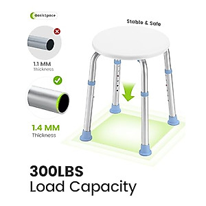 OasisSpace Shower Chair for Inside Shower, Adjustable Shower Stool,Bathtub Seat Bench with Anti-Slip Rubber Tips for Safety and Stability, Handicap Bathroom Stool for Seniors, Disabled, Handicap