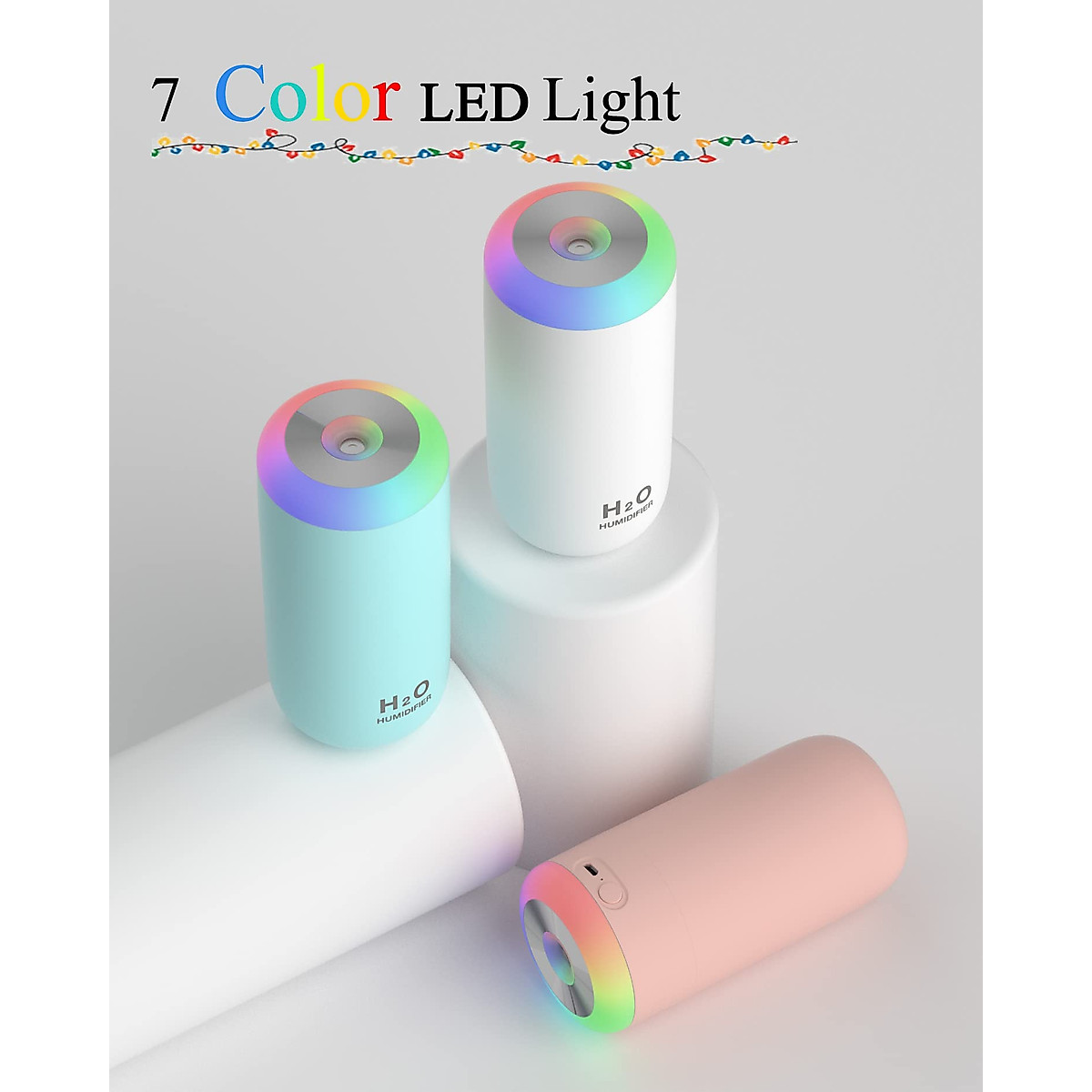 O-Mei Stars 350ml Small Humidifier, Tabletop humidifier, Humidifiers for bedroom, Baby Humidifier, Cool Mist Humidifier Baby, LED Humidifiers with Night Light, USB Humidifier (White)