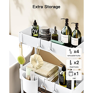 Pipishell Slim Storage Cart with Wheels, Bathroom Cart Organizer Small, Rolling Cart for Bathroom, Laundry Room, Kitchen, Narrow Space, White PIUC04W, 7.08/''D X 15.7/''W X 25.2/''H