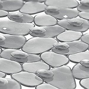 iDesign Pebblz Suction Non-Slip Bath Mat for Shower, Bathtub, Stall, 26" x 13.5", Gray