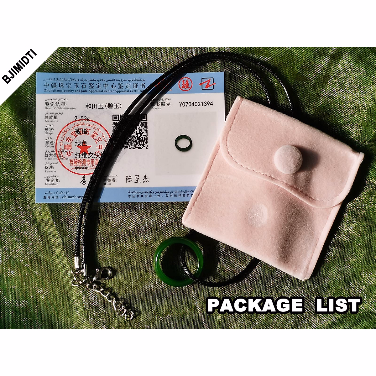 BJIMIDTI Jade Ring- Natural Green Hetian Jade, Green Jade Rings for Women Men, Jade Jewelry Crafts Gifts for Women(Ring Size:8)