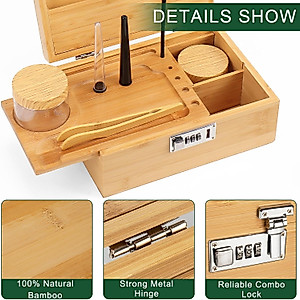 JIGCEN Bamboo Wooden Storage Box Set with LED Lights Combination Lock