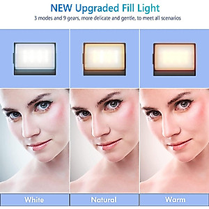 41” Selfie Stick Tripod Quadrapod with 2 Rechargeable Fill Light, Extendable Tripod with Bluetooth Remote, Stainless Steel, 3 Light Modes, 9 Brightness Levels, Compatible for All iPhone & Android