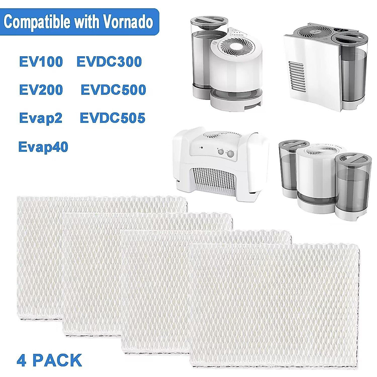 VUIUKOYE MD1-0034 Humidifier Wick | Filter for Vornado Evap40 Humidifier (Pack of 4)