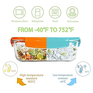 ZRRHOO 10 Pack Orange Food Storage Container Set, Glass Meal Prep Containers with Lids (Built in Vent), Airtight Bento Boxes for Microwave, Oven, Freezer and Dishwasher, BPA Free & Leak Proof
