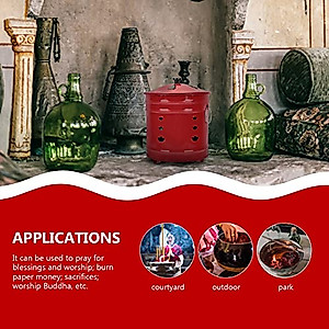 DOITOOL Small Burning Bucket Incinerator Barrel with Lid Incinerator Fire Bin Enamel Fire Cage Works Good to Burn Old Bills, Documents and Paper (10.22 x 10.22 inch)