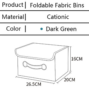 DKAOVH Storage Cubes, Cationic Fabric Bins with lids, Closet Organizers , Shelves Organizers, Foldable(Dark Green)