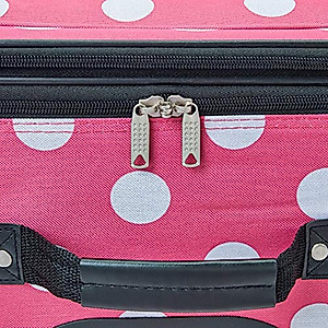 Rockland Polka Softside Upright Luggage Set, Expandable, Lightweight, Pink Dots, 4-Piece (14/19/24/28)