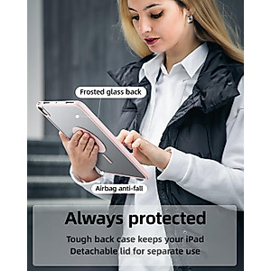 Marasone iPad Air 5th Generation Magnetic Case 2022 / iPad Air 4th 2020 Case 10.9 in Double-Layer Magnetic Folio Cover with Multiple Angles and Pencil Charging Support, Premium PU Leather（Pink）