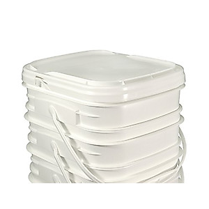 Andwing 5.3 Gallon White Rectangular Bucket/Pail with Hinged Snap Lid, 12 Pack