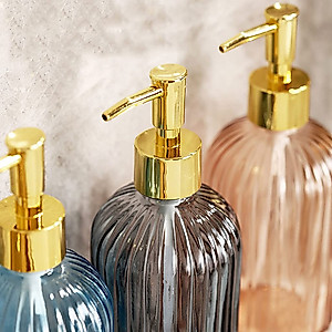 FKJLUN Soap Pump Dispenser Thickened Glass Soap Dispenser with Pump, Stylish Countertop Empty Lotion Bottle, 330-400ml/11.15-13.52oz, Set of 2 for Bathroom, Kitchen, Countertop (Color : A)