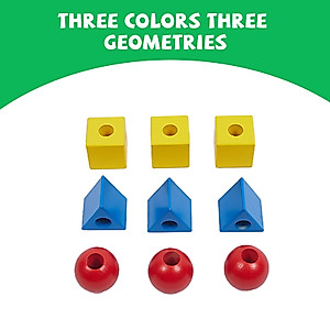 Montessori Toys for 1 2 3 Years Old - 3 Colored Cubes on Wooden Peg Toys, Baby Game for Color Recognition Shape Sorter, Montessori Materials Wooden Sorting and Stacking Toys for Boys and Girls Gift