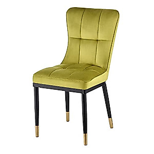 Bekrvio Dining Chairs Set of 4, Modern Velvet Kitchen Chairs with High Back, Upholstered Armless Side Chair Accent Chair with Black Metal Legs for Dining Room, Living Room, Vanity (Olive Green)