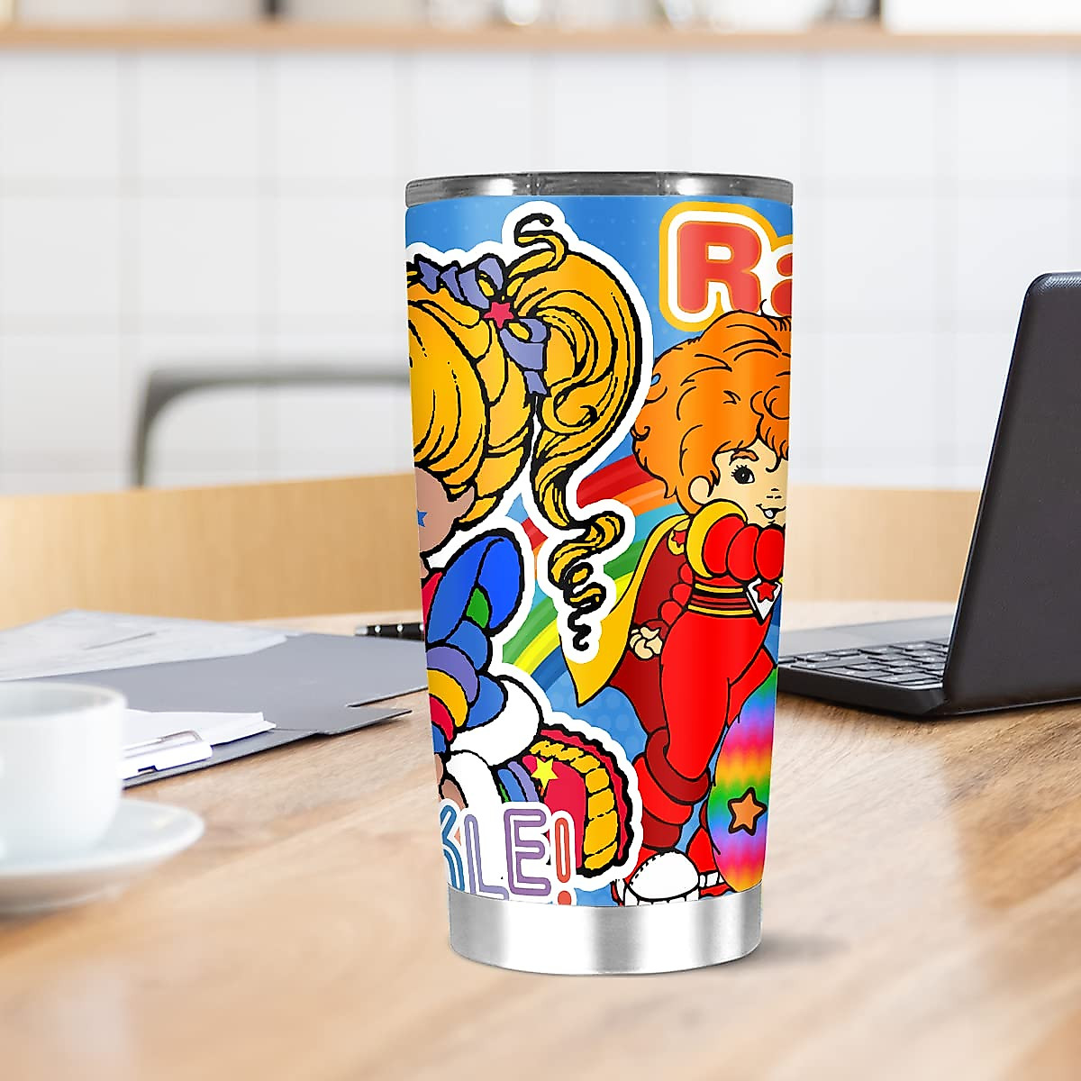 Tumbler Insulated Stainless Steel 20 oz rainbow Wine brite Coffee Tea Hot Cold Iced Water Botter Gifts for Family and Friends