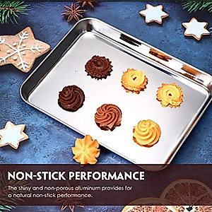 12 Pieces Baking Sheet Pan Cookie Sheet Set for Oven Stainless Steel Small Baking Pan 10 x 8 x 1 Inch Cake Toaster Roasting Metal Rectangle Trays, Oven and Dishwasher Safe