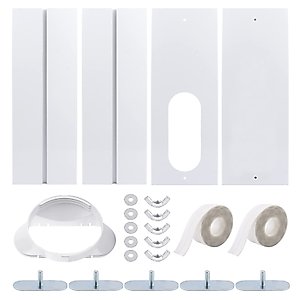 CALIDAKA Portable AC Window Kit,Air Conditioner Window Kit with 2pack 3m Seal,Universal Window Seal Kit Adjustable Sliding AC Vent Kit for 5.1/5.9 inch Exhaust Hose(white)