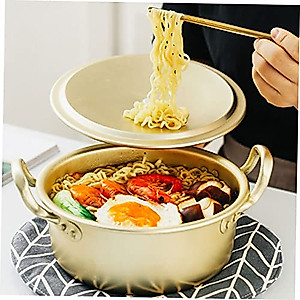 Housoutil Korean Ramen 1 Set Instant Noodle Pot Ramen Pot with Lid Pan with Lid Korean Noodle Pot Ramen Noodle Pot Sauce Pan Aluminum Tool Quick Heat Golden Ramen Cookware Ramen Cooker