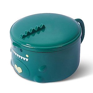 HERCHR Cartoon Stainless Steel Soup Bowl, Cute Cereal Bowl with Lid and Handles Green Japanese Ramen Bowl Soup Bowls with Handles for Soup Cereal Rice