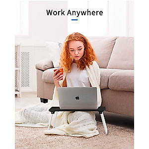 Ruxury Folding Lap Desk Laptop Stand Bed Desk Table Tray, Breakfast Serving Tray, Portable & Lightweight Mini Table, Lap Tablet Desk for Sofa Couch Floor - Black