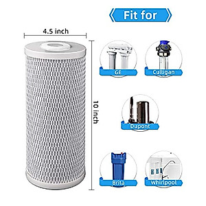 Fil-fresh 10" x 4.5" Whole House Water Filter 5 Micron Activated Carbon Water Filter Cartridge Replacement Compatible with DuPont WFHDC8001, Pelican CB-BB-10, EPM, EP-BB, 2 Pack