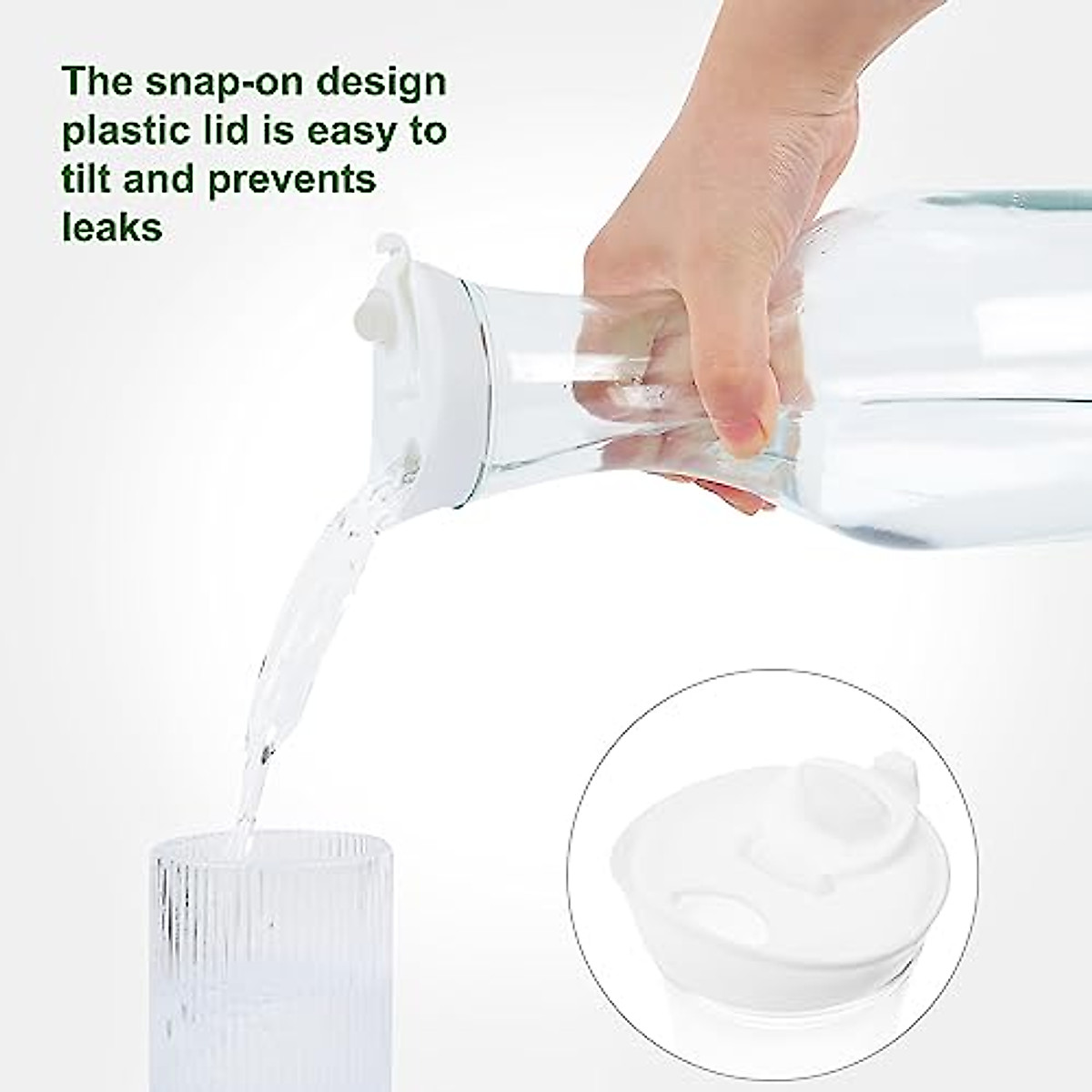 CUCUMI 3pcs 50oz Glass Carafe with Lids, 1.5 Liter Glass Water Pitcher Juice Containers Beverage Jugs for Mimosa Bar, Brunch, Cold Beverage