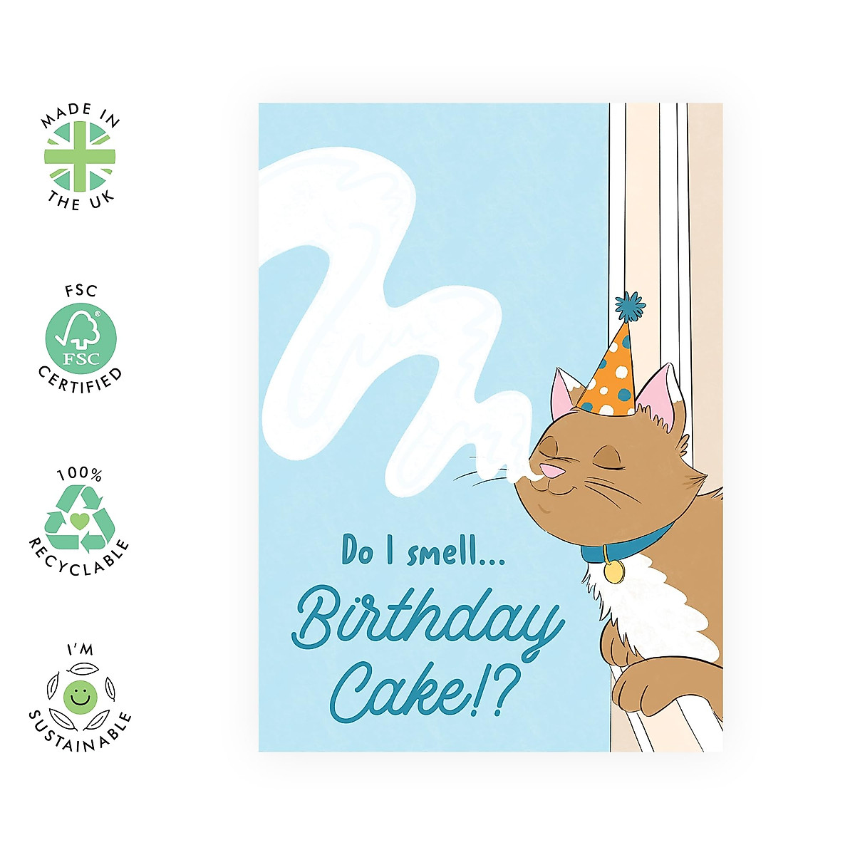 CENTRAL 23 Cat Birthday Cards For Fur Mom And Dad - Do I Smell Birthday Cake - Funny Gifts For Men Women - Greeting Cards For Pet Owners - Come With Fun Stickers